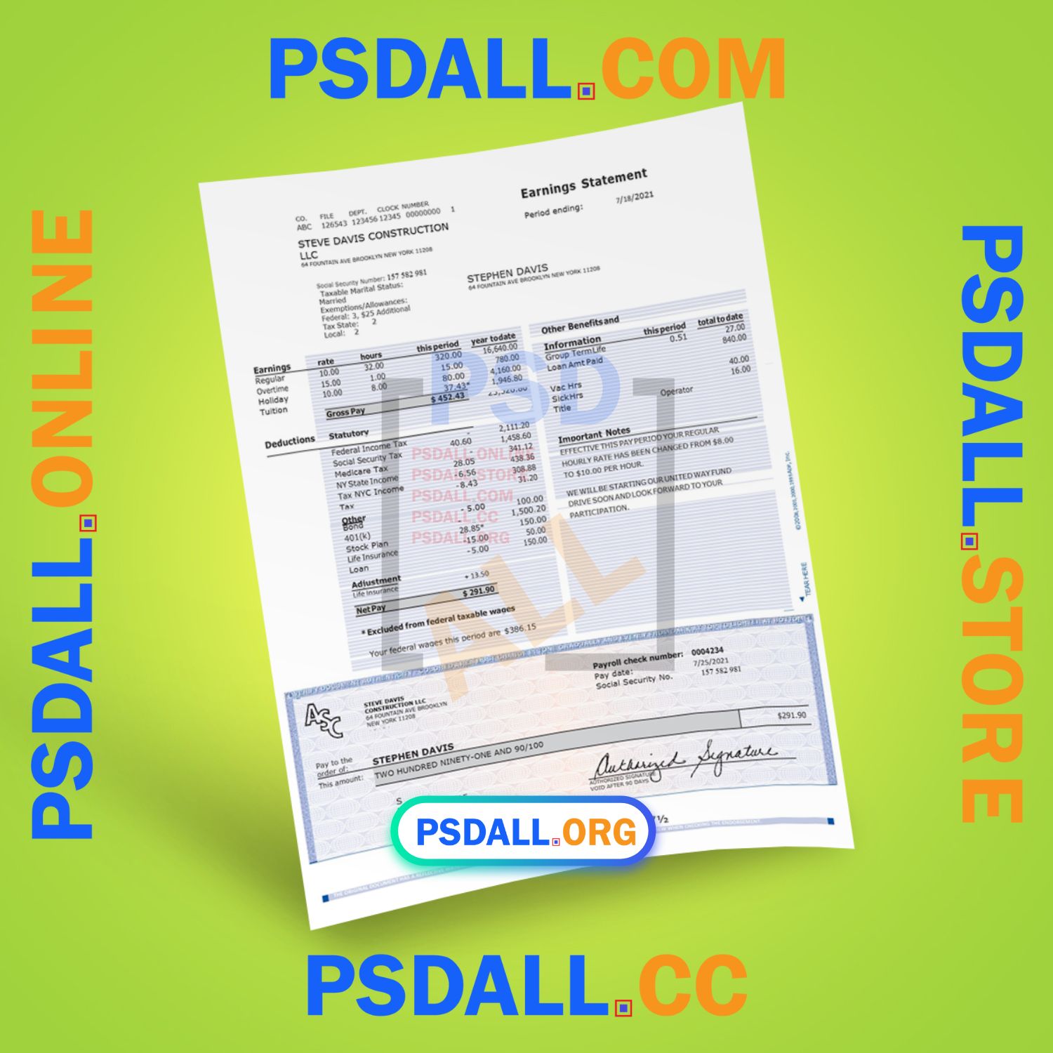 ADP PayStub PDF Template - psdall.org