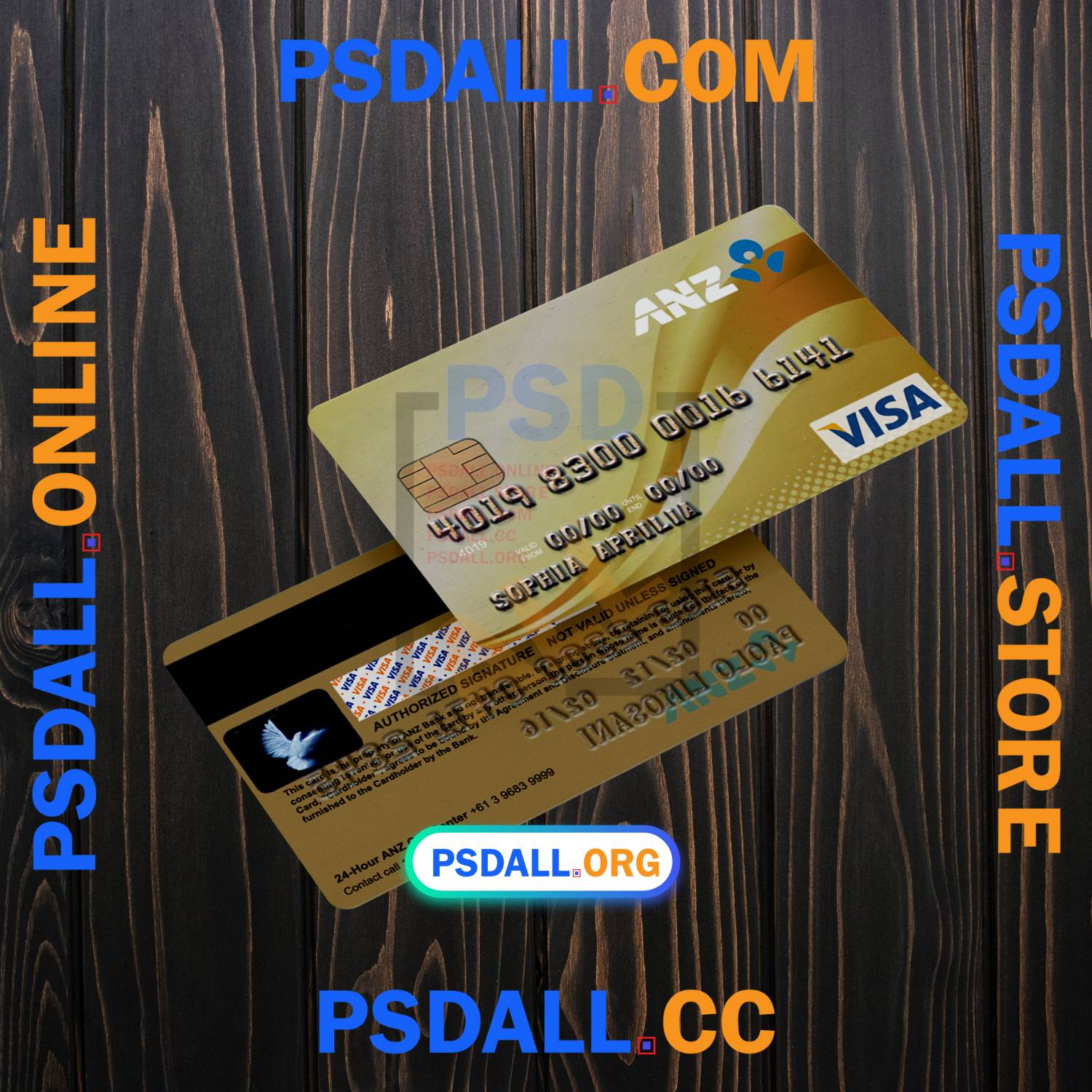 ANZ Gold Visa Card PSD Template - psdall.org