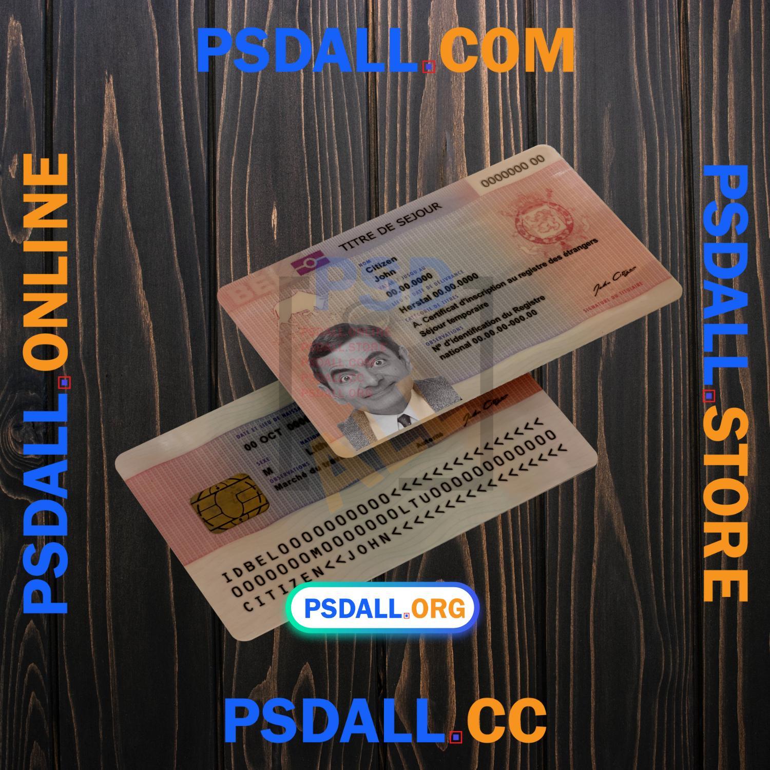 Belgium Residence Permit Card PSD Template - psdall.org