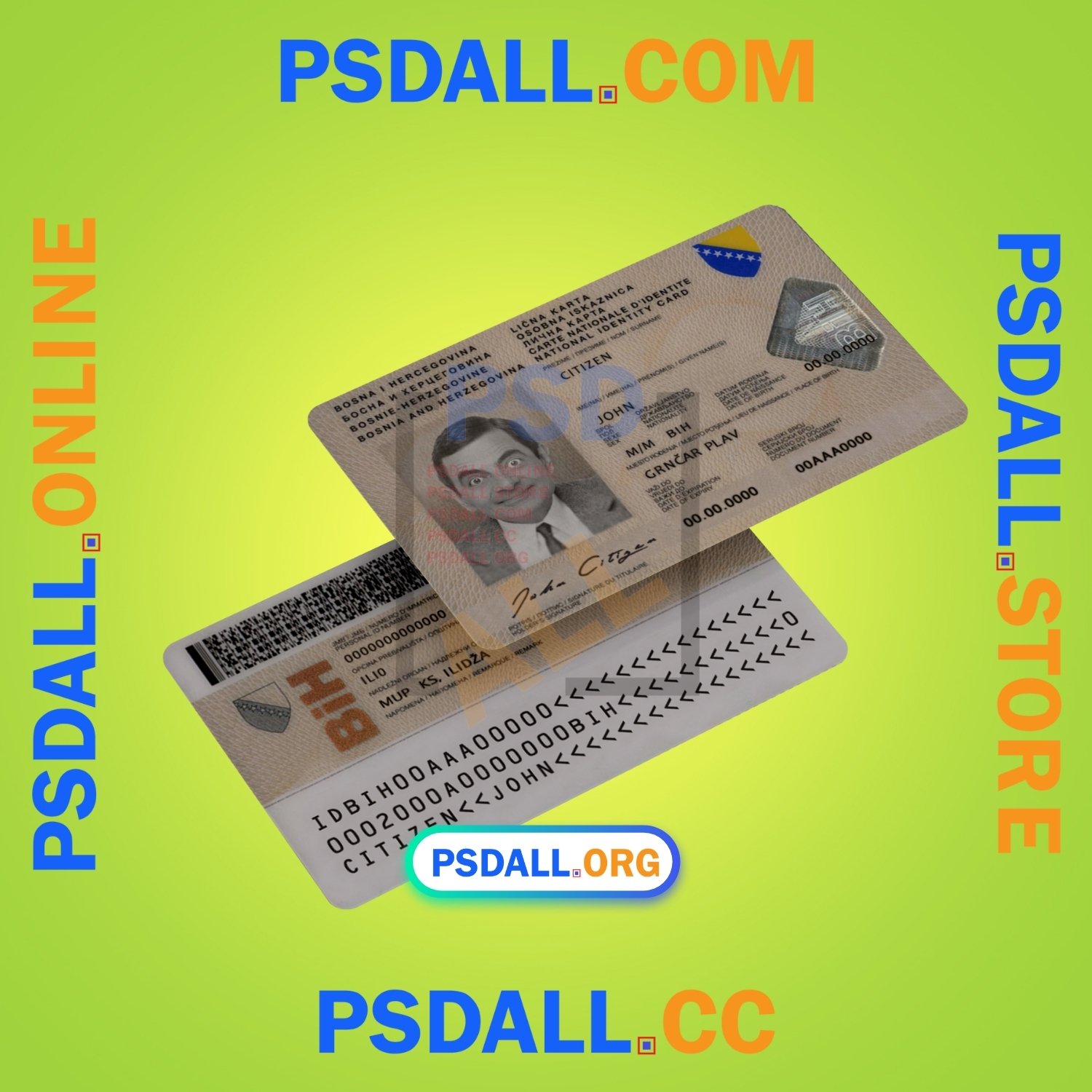 Bosnia and Herzegovina ID Card PSD Template - psdall.org
