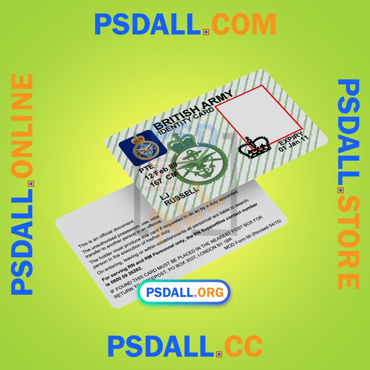 British Army ID Card PSD Template - psdall.org