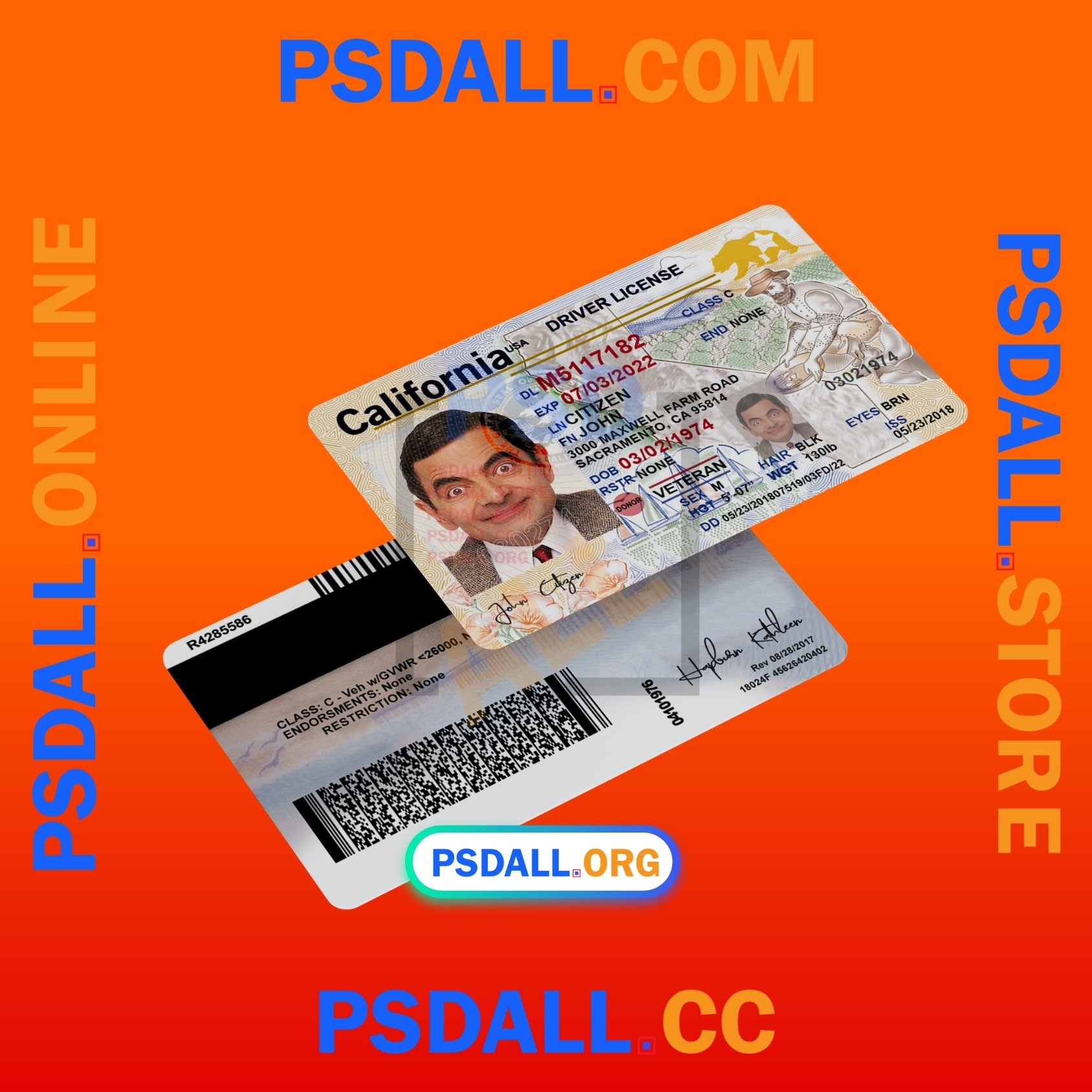 California Driver License PSD Template V1 - psdall.org