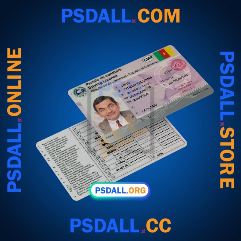 Cameroon Driver License PSD Template - psdall.org