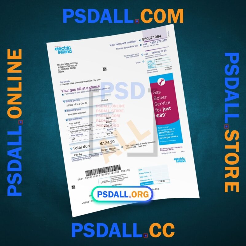 Electric Ireland Bill PDF Template - psdall.org