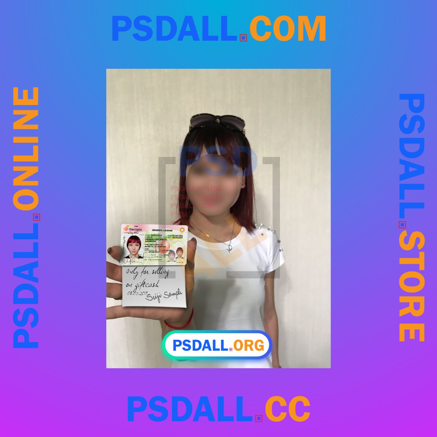 Female Driver License and ID Card Selfie PSD Template - psdall.org