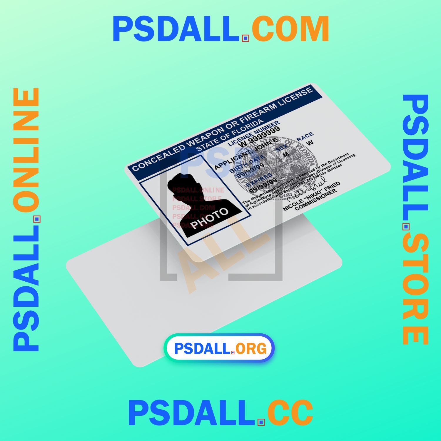 Florida’s Concealed Carry Weapons Permit ID Card Vector Template ...