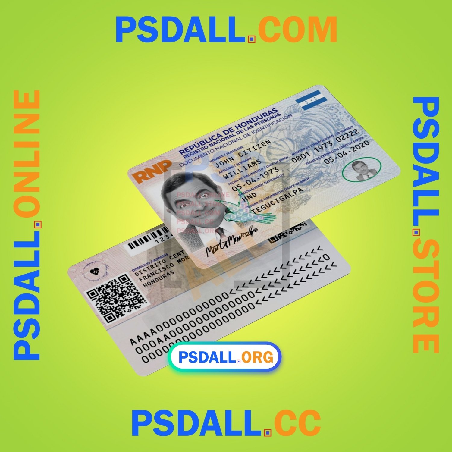 Honduras ID Card PSD Template - psdall.org