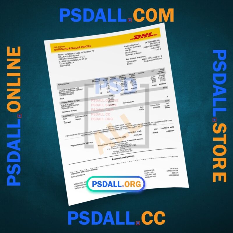 Indonesia DHL Bill Template in PDF Format - psdall.org