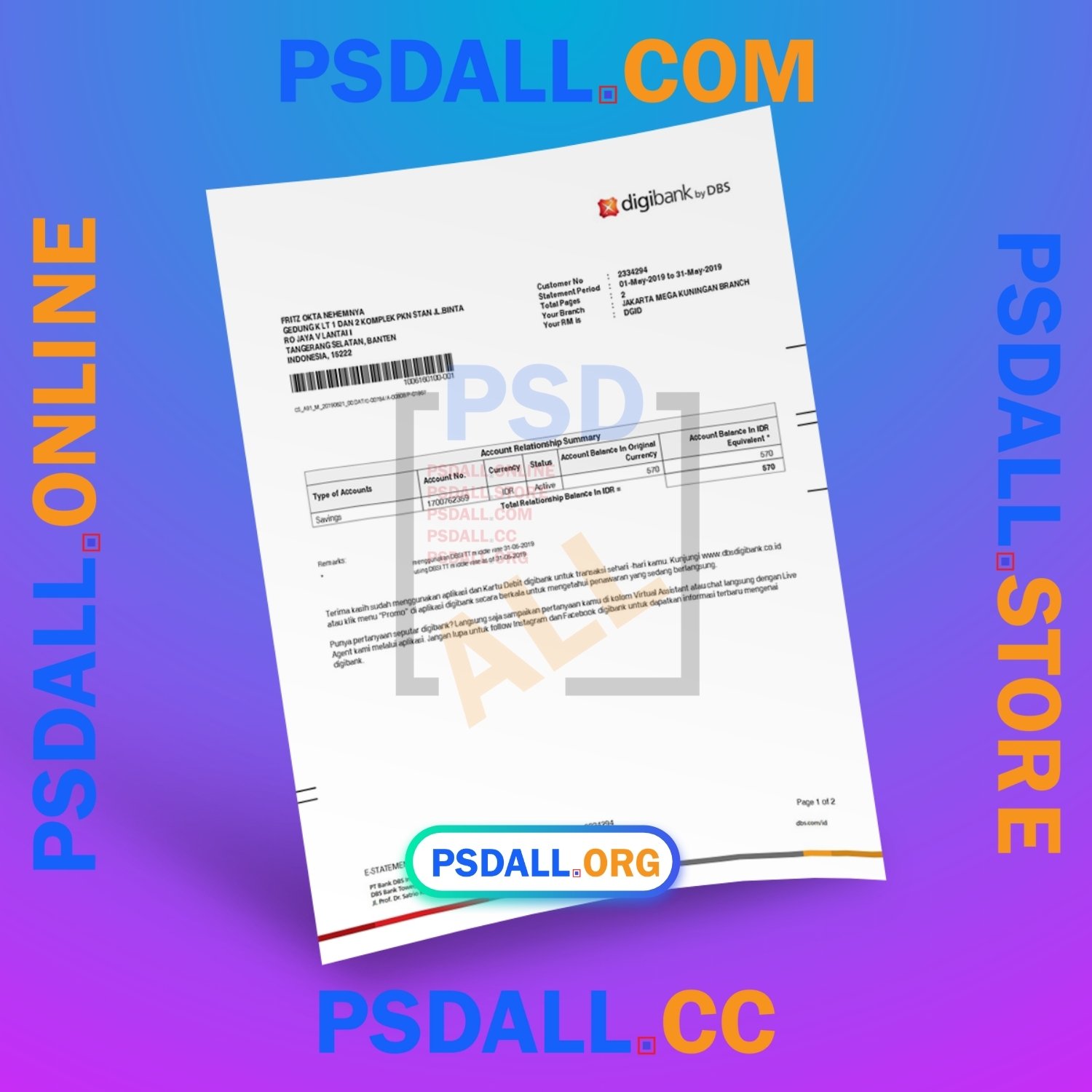 Indonesia Digi Bank Statement PDF Template - psdall.org
