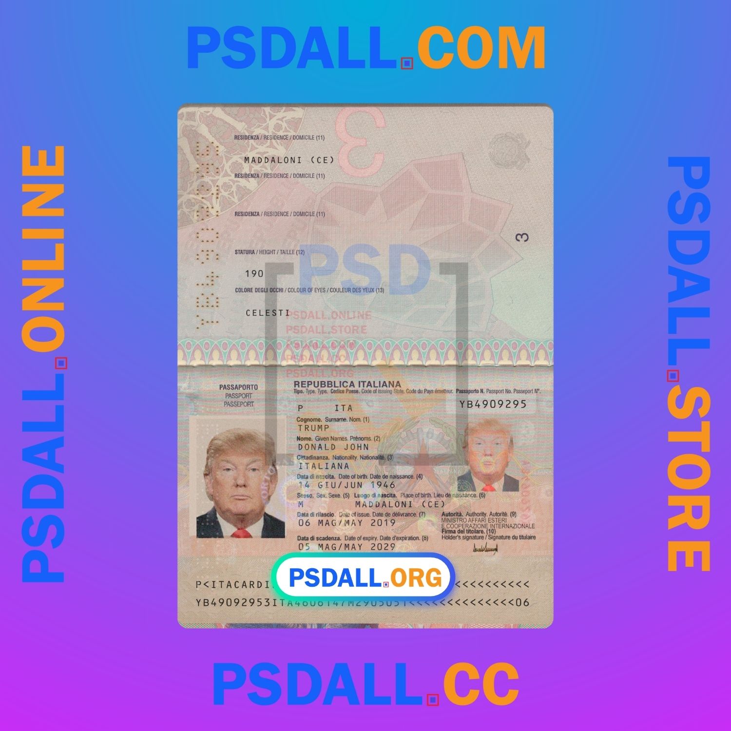 Italy Passport PSD Template V2 - psdall.org