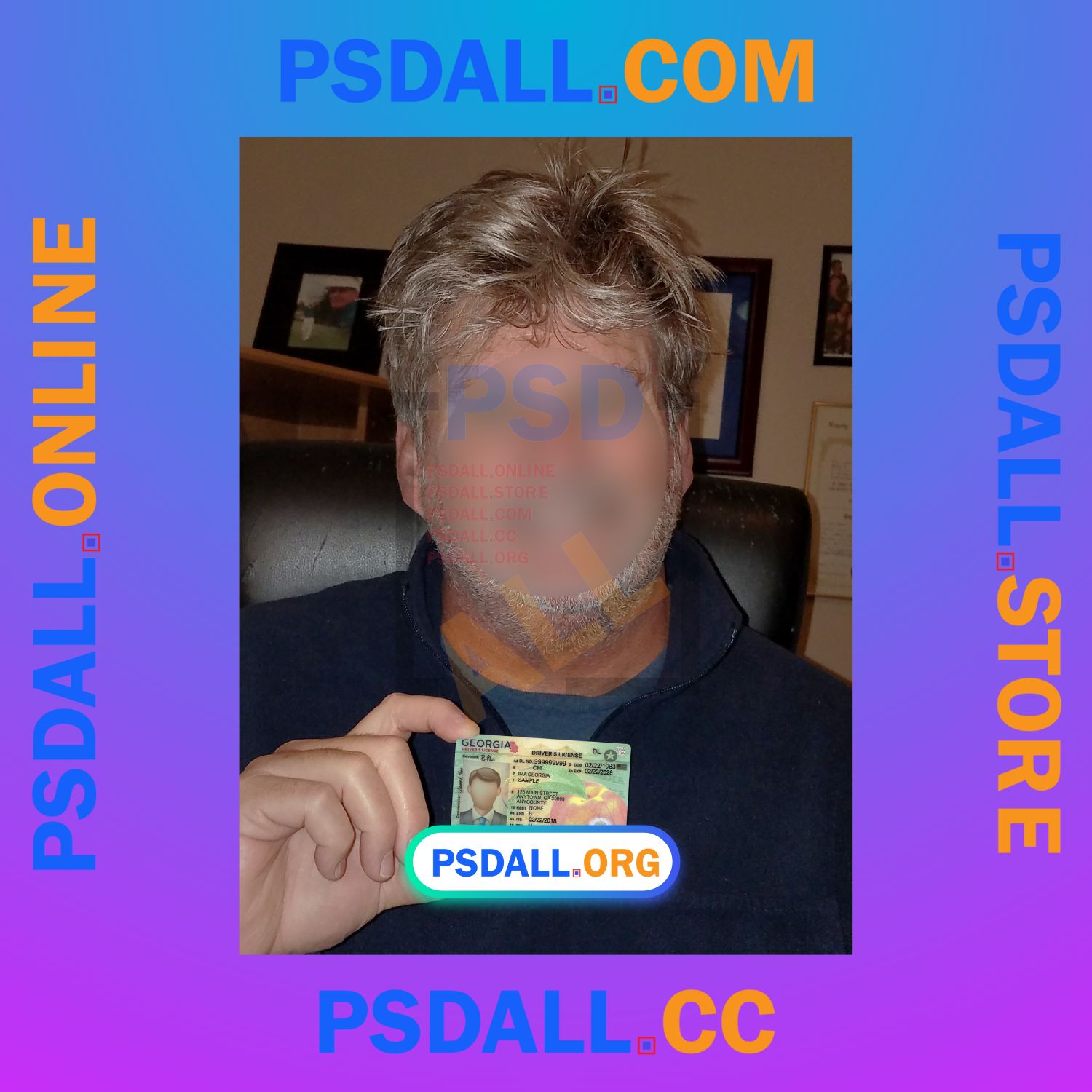 Male Driver License and ID Card Selfie PSD Template - psdall.org