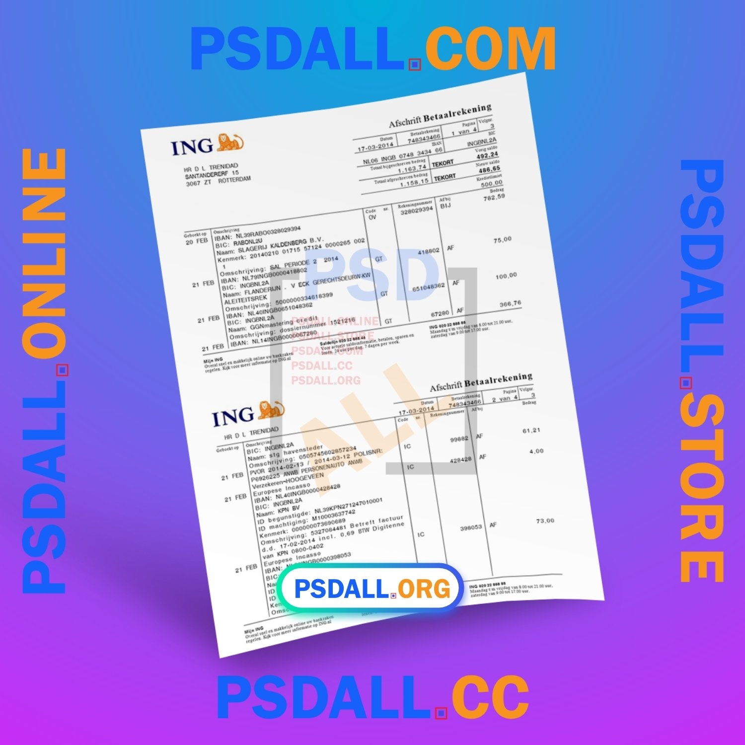 Netherlands ING Bank Statement PDF Template V1 - psdall.org