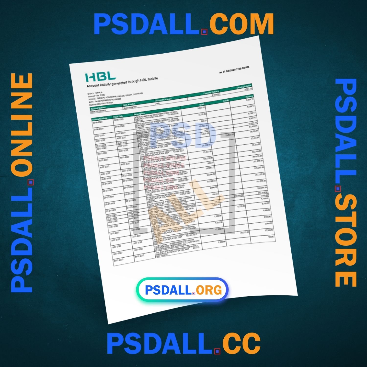 Pakistan HBL Mobile Bill PDF Template - psdall.org