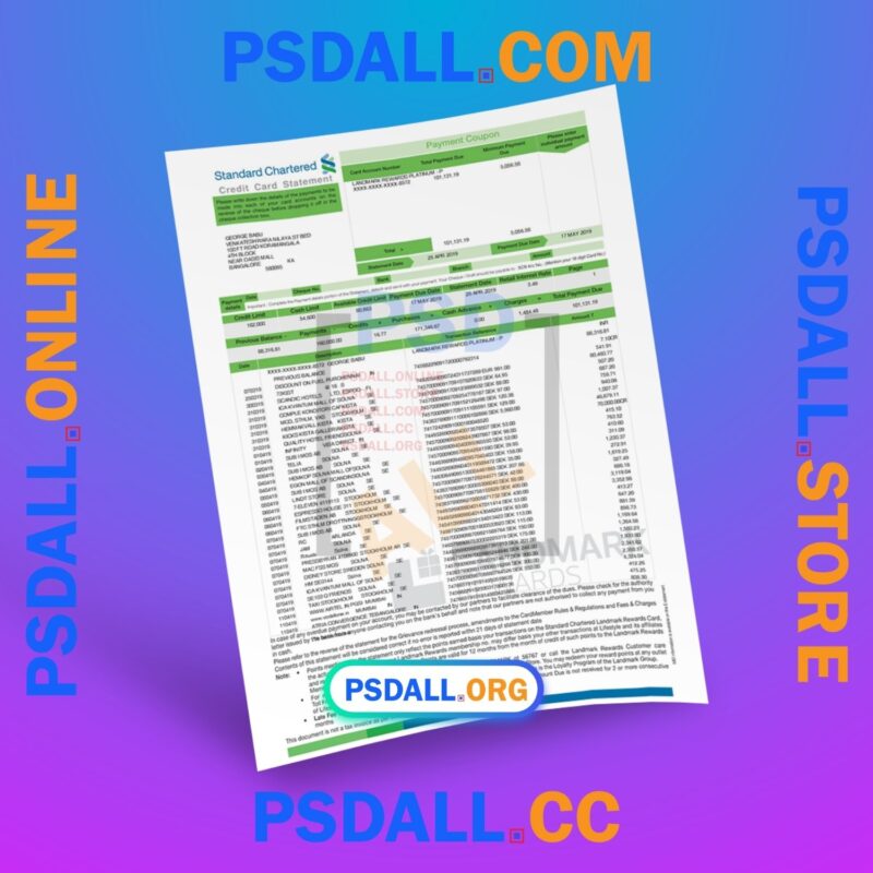 Standard Chartered Bank Statement PDF Templates - psdall.org
