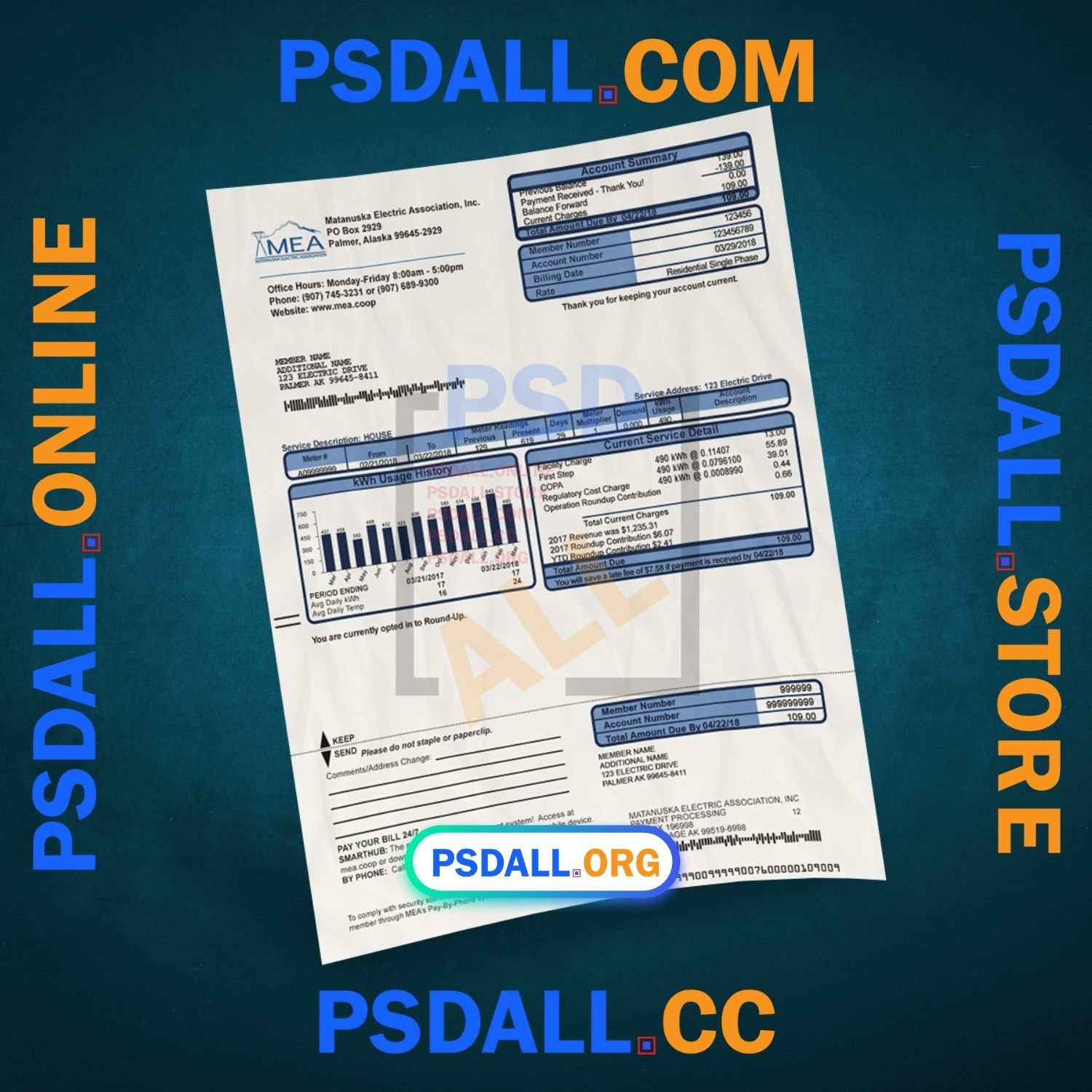 USA MEA Alaska Electricity Bill PSD Template - psdall.org