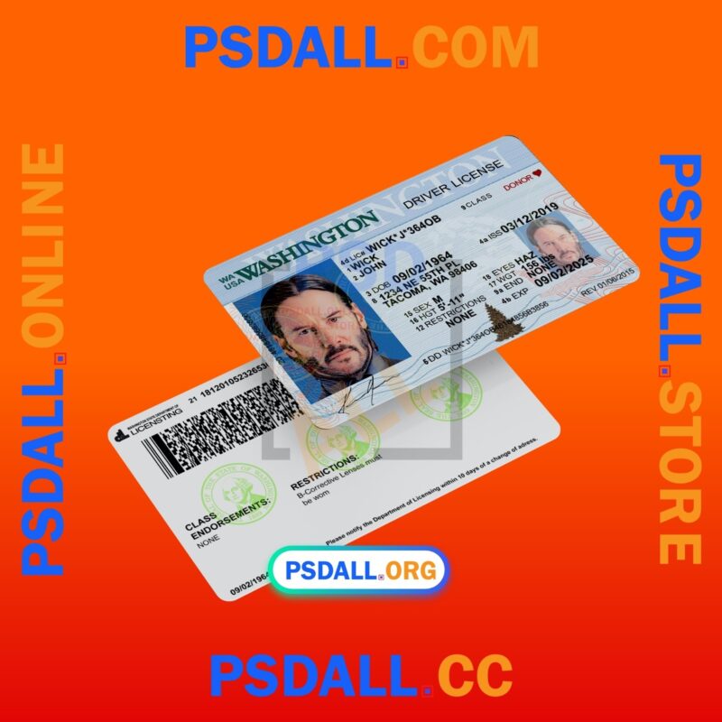 Washington Driver License PSD Template V3 - psdall.org